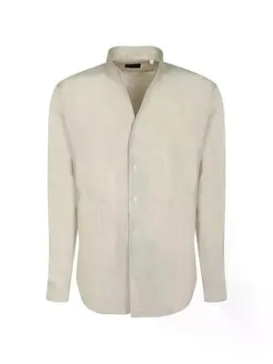 XACUS Mandarin-collar Linen Shirt - Neutrals
