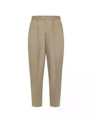 GIULIANO GALIANO Korb Pleated Wool Trousers - Brown