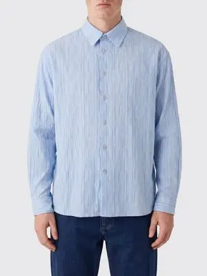 COOR Pleated Cotton Blend Shirt - Gnawed Blue
