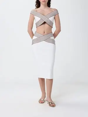 Elisabetta Franchi Jersey Midi Skirt - Ivory