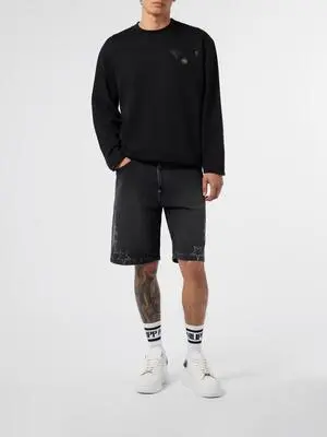Philipp Plein Cotton Sweatshirt With Hexagon Logo Detail