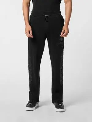 Philipp Plein Cotton Jogging Trousers With Embroidery - Black
