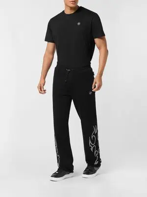 Philipp Plein Cotton Jogging Trousers With Studs - Black