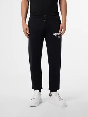 Philipp Plein Cotton Jogging Trousers With Logo Print - Black