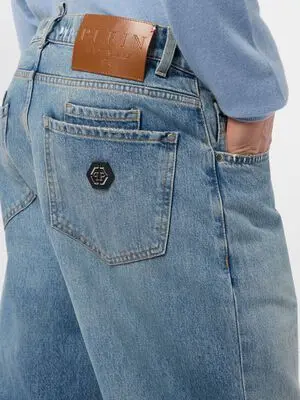 Philipp Plein Wide-leg Distressed Jeans - Sky Blue