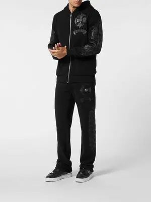 Philipp Plein Cotton Hoodie With Leather Logo