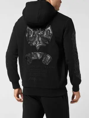 Philipp Plein Cotton Hoodie With Leather Logo