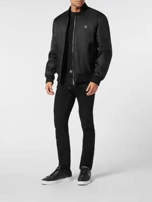Philipp Plein Nylon Bomber Jacket With Hexagon Logo