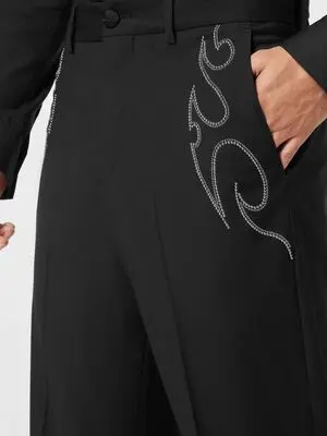 Philipp Plein Tailored Wool Trousers With Stud Embellishments
