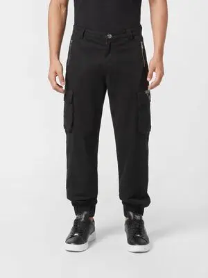 Philipp Plein Cotton Cargo Trousers - Black