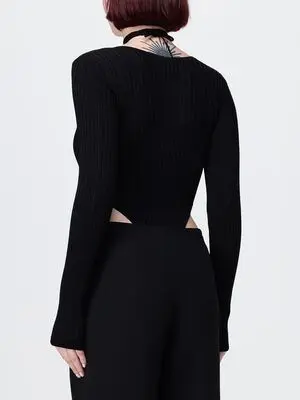 Elisabetta Franchi Ribbed Viscose Blend Long Sleeve Bodysuit