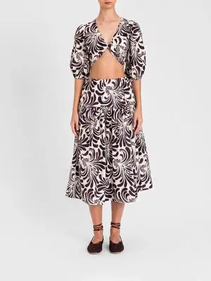 TWINSET U & B Printed Crop Top And Midi Skirt Set