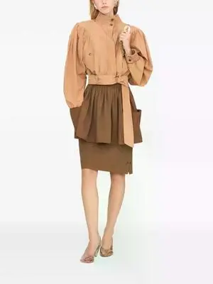 Chloé Belted Puff-sleeve Jacket - Brown