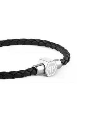 Philipp Plein Enigma Braided Leather Bracelet