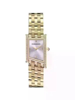 FERRAGAMO Asymetrique 22mm Watch With Gold-tone Case - Silver