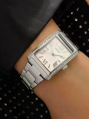 Guess Logo Detail 27mm Watch With Crystal-embellished Bezel