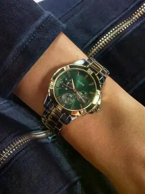 Guess Mist 35mm Watch With Crystal Embellished Bezel
