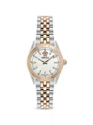 Versace V-code 36mm Watch With Greca-pattern Bezel