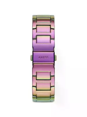 Guess Frontier 40mm Watch With Iridescent Dial And Crystal-embellished Bezel