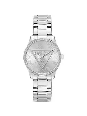 Guess Roxy 36mm Watch With Crystal-encrusted Bezel - Silver