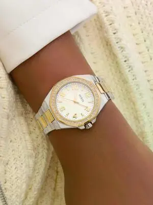 Guess Contessa 34mm Watch With Crystal Embellished Bezel