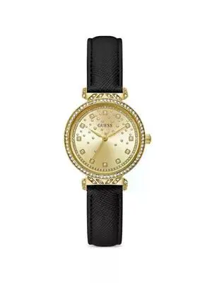 Guess 32mm Crystal Embellished Watch - Gold