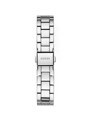 Guess Crystal Bezel Watch With Quilted Bracelet