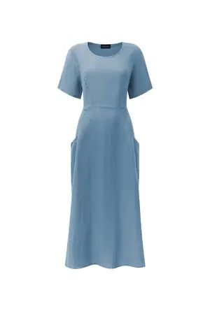 JAMES LAKELAND Denim Linen Midi Dress - Blue