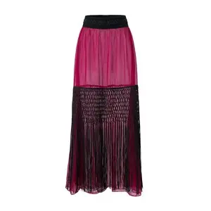 L2R THE LABEL Embellished Sheer Organza Skirt With Fringe - Red