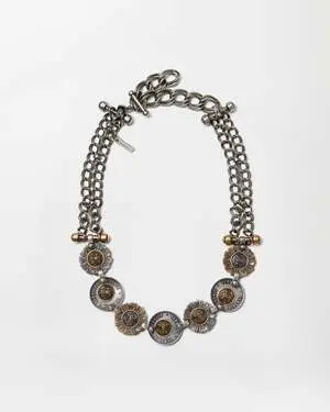 Versace Medusa Coin Chain Necklace - Silver+gold