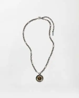 Versace Coin Pendant Chain Necklace - Silver+gold