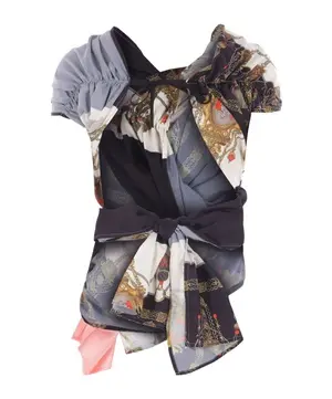 Comme Des Garçons Printed V-neck Shirt With Knot Detailing
