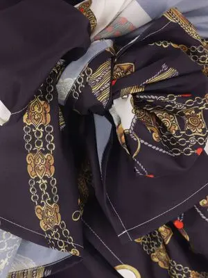 Comme Des Garçons Printed V-neck Shirt With Knot Detailing