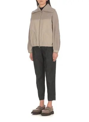 Brunello Cucinelli Spread Collar Knit-panelled Jacket