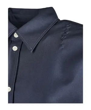 Marni Layered Shirt With Lapel Collar And Curved Hem