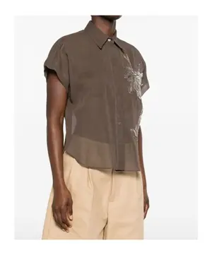 Brunello Cucinelli Motif-embroidered Semi-sheer Shirt