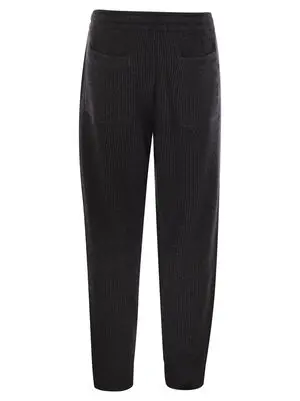 Brunello Cucinelli Drawstring Ribbed Track Pants - Black