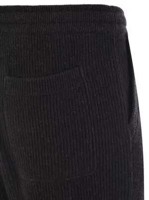 Brunello Cucinelli Drawstring Ribbed Track Pants - Black