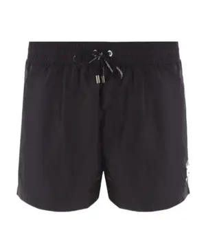 Dolce & Gabbana Logo Plaque Drawstring Swim Shorts - Black