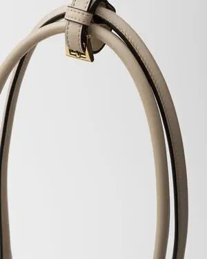 Prada Large Leather Handbag With Top Handles And Shoulder Strap