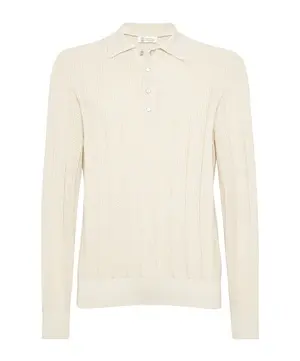 Brunello Cucinelli Perforated Cotton Polo Shirt