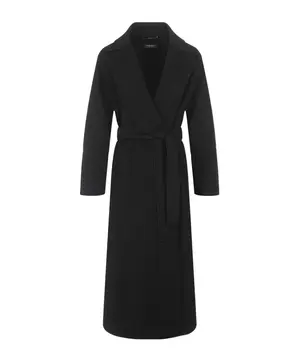 Max Mara Long-sleeved Belted Coat - Black