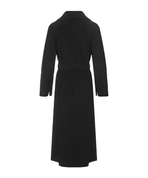 Max Mara Long-sleeved Belted Coat - Black