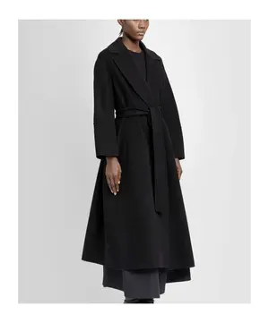 Max Mara Long-sleeved Belted Coat - Black