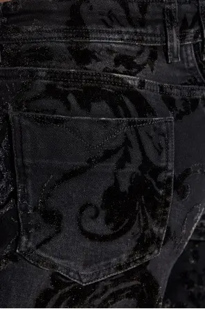 Versace Velvet Burnout Flare Pants