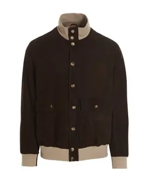 Brunello Cucinelli Buttoned Long-sleeved Bomber Jacket