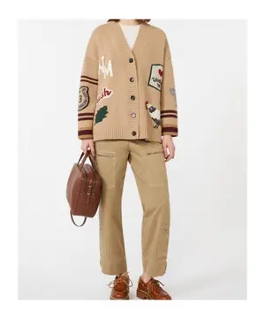 Max Mara Belgio Knitted Oversized Cardigan With Graphic Print