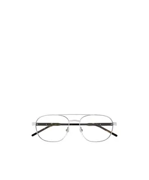 Gucci Aviator Eyeglasses With Temple Logo Detail - Silver