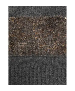 Brunello Cucinelli Sequin Embellished Striped High Neck Jumper
