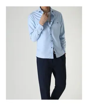 Brunello Cucinelli Collared Long-sleeved Shirt - Blue